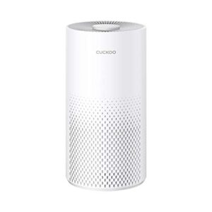 cuckoo air purifier with 3-stage h13 true hepa filter for bedroom and office (227 sq. ft.), activated carbon filters 99.97% odors, smoke, dust, pollen, pet dander, modes, led, white, cac-10510fw