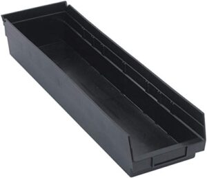 quantum storage systems k-qsb106bk-6 6-pack plastic shelf bin storage containers, 23-5/8 inch x 6-5/8 inch x 4 inch, black