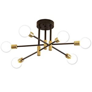 Biewalk Sputnik Chandelier Mid Century Modern Nordic Pendant Lighting 6 Lights Ceiling Light Fixture Black Light for Living Room, Kitchen, Bedroom, Dining Room, ETL Certification