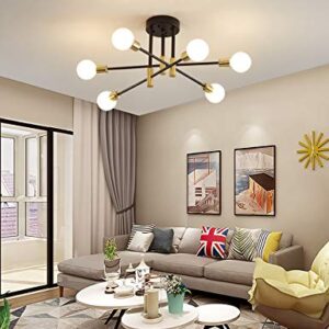 Biewalk Sputnik Chandelier Mid Century Modern Nordic Pendant Lighting 6 Lights Ceiling Light Fixture Black Light for Living Room, Kitchen, Bedroom, Dining Room, ETL Certification