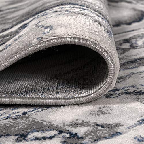 JONATHAN Y SOR203B-4 Swirl Marbled Abstract Indoor Area-Rug Contemporary Casual Transitional Easy-Cleaning Bedroom Kitchen Living Room Non Shedding, 4 X 6, Gray/Blue