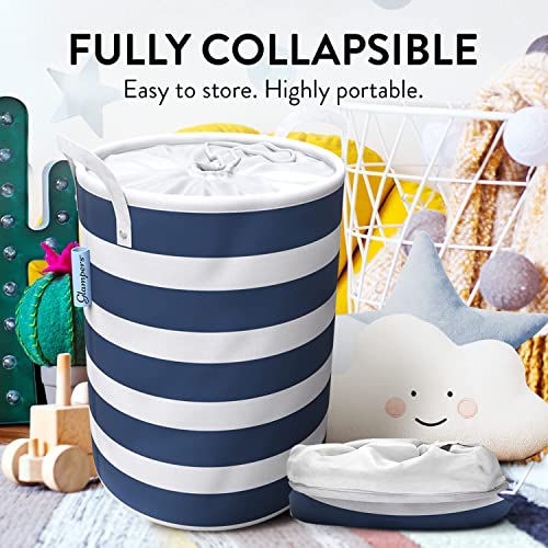 GLAMPERS Laundry Hamper 43/46/54L | Large Laundry Baskets with Sturdy Handles | Collapsible Kids Hamper for Dirty Clothes, Toys | Large, Navy