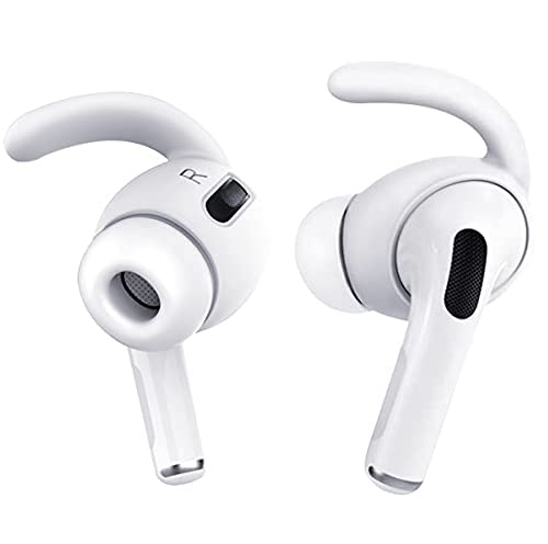 ALXCD Earbuds Cover Hook Replacement for AirPods Pro Headset, 3 Pair Anti-Slip Anti-Lost Soft Silicone Ear Tips, Fit for AirPods Pro [Sport], White