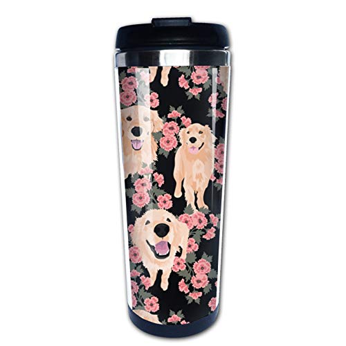 Golden Retriever Dog Lovers Gift for Men Women Kids Birthday Christmas Holiday , Travel Mug Tumbler With Lids Coffee Cup Stainless Steel Water Bottle 15 oz