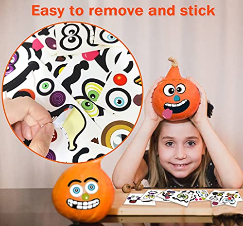 36 Pack Halloween Pumpkin Decorating Stickers Mini Make 36 Small Pumpkin Face Stickers for Halloween Kids Toddlers Party Favors Halloween Treats Stickers Gifts 18 Sheets