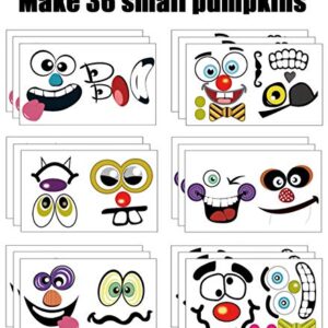 36 Pack Halloween Pumpkin Decorating Stickers Mini Make 36 Small Pumpkin Face Stickers for Halloween Kids Toddlers Party Favors Halloween Treats Stickers Gifts 18 Sheets