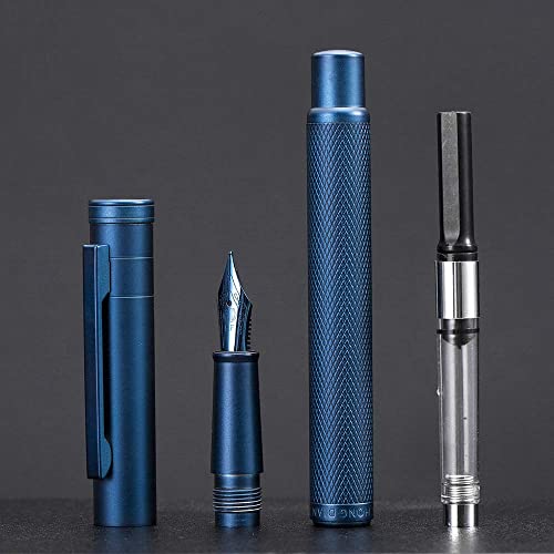 Hongdian Dark Blue Forest Fountain Pen Fine Nib 0.5mm Beautiful Tree Texture Excellent Metal Writing Pen