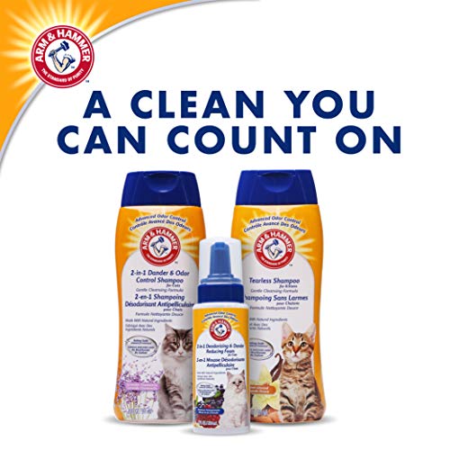 Arm & Hammer 2-in-1 Deodorizing & Dander Reducing Shampoo for Cats | Cat Dander Remover for Cat Dander and Cat Odors | Baking Soda Moisturizes and Deodorizes, Lavender Chamomile Scent, 20 Fl Oz