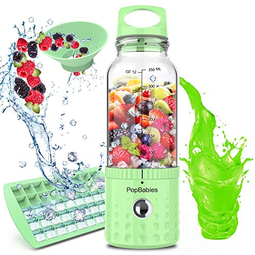 Portable Blender, PopBabies Personal Blender, Smoothie Blender. Rechargeable USB Blender Corolina Blue&Apple Green