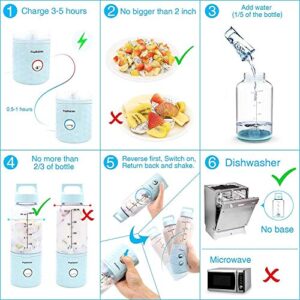 Portable Blender, PopBabies Personal Blender, Smoothie Blender. Rechargeable USB Blender Corolina Blue&Apple Green