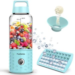 Portable Blender, PopBabies Personal Blender, Smoothie Blender. Rechargeable USB Blender Corolina Blue&Apple Green