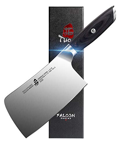 TUO Vegetable Meat Cleaver knife - Cleaver Knife 6.5 inch Chopping Chopper Butcher Knife Chinese Cleaver - German HC Steel with Pakkawood Handle - FALCON SERIES with Gift Box