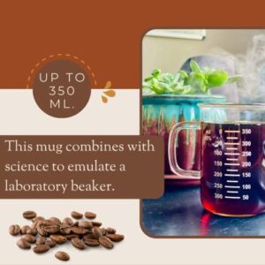 Novelty Laboratory Beaker Mug 14 Ounces (425 ml) - Made from Heat Resistant Borosilicate Glass - Accurate Measurement Markings on Side - Microwave Safe - Perfect for a Coffee, Tea & Science Lover