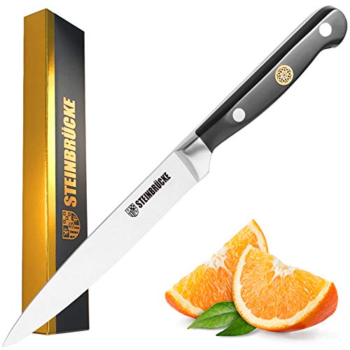 Utility Knife 5 inch - Kitchen Utility Knife Forged from German Stainless Steel 5Cr15Mov(HRC58), Full Tang, Razor Sharp Paring Knife with Ergonomic Handle for Home, Kitchen&Restaurant