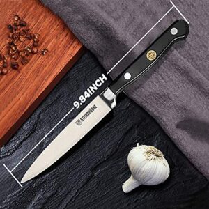 Utility Knife 5 inch - Kitchen Utility Knife Forged from German Stainless Steel 5Cr15Mov(HRC58), Full Tang, Razor Sharp Paring Knife with Ergonomic Handle for Home, Kitchen&Restaurant