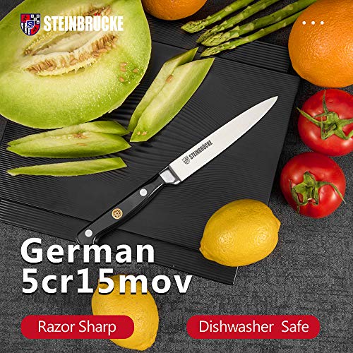 Utility Knife 5 inch - Kitchen Utility Knife Forged from German Stainless Steel 5Cr15Mov(HRC58), Full Tang, Razor Sharp Paring Knife with Ergonomic Handle for Home, Kitchen&Restaurant