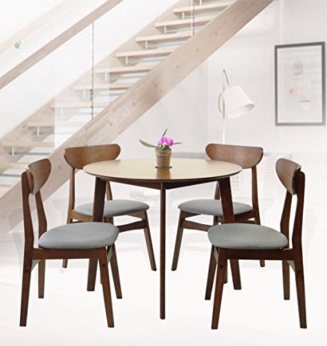 Wickerix Set of 4 Solid Wood Yumiko Dining Kitchen Modern Side Chairs w/Padded Seat, White Color