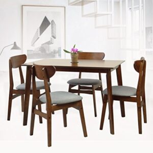 Wickerix Set of 4 Solid Wood Yumiko Dining Kitchen Modern Side Chairs w/Padded Seat, White Color