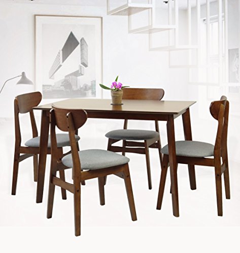 Wickerix Set of 4 Solid Wood Yumiko Dining Kitchen Modern Side Chairs w/Padded Seat, White Color