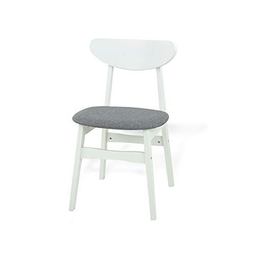 Wickerix Set of 4 Solid Wood Yumiko Dining Kitchen Modern Side Chairs w/Padded Seat, White Color