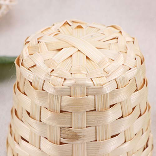 BESPORTBLE Woven Bamboo Storage Basket Desktop Finishing Basket Straw Basket Plant Pot Flower Vase for Bedroom Living Room Decoration Large