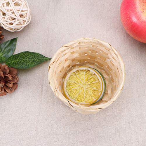 BESPORTBLE Woven Bamboo Storage Basket Desktop Finishing Basket Straw Basket Plant Pot Flower Vase for Bedroom Living Room Decoration Large