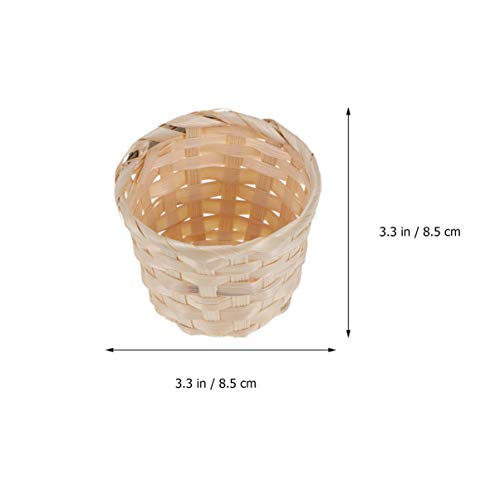 BESPORTBLE Woven Bamboo Storage Basket Desktop Finishing Basket Straw Basket Plant Pot Flower Vase for Bedroom Living Room Decoration Large