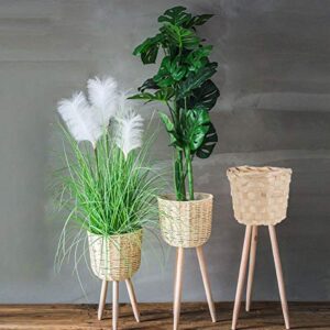 BESPORTBLE Woven Bamboo Storage Basket Desktop Finishing Basket Straw Basket Plant Pot Flower Vase for Bedroom Living Room Decoration Large