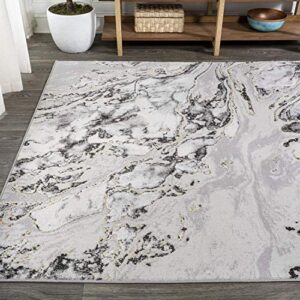 JONATHAN Y SOR203C-8 Swirl Marbled Abstract Indoor Area-Rug Contemporary Casual Transitional Easy-Cleaning Bedroom Kitchen Living Room Non Shedding, 8 X 10, Gray/Black