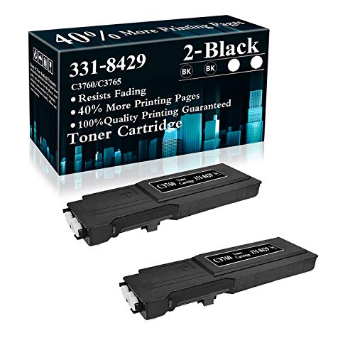 2 Black 331-8429 Compatible Toner Cartridge Replacement for Dell C3760dn C3760n C3765dnf Printer,Sold by TopInk