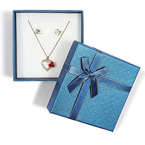 Bright Creations Jewelry Gift Box Set with Lids, Ribbon Bows (4 Colors, 3.5 x 1 in, 12 Pack)