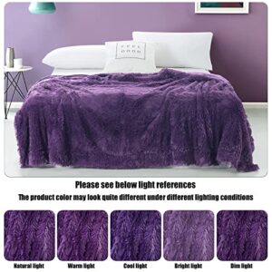 GONAAP Fuzzy Faux Fur Throw Blanket Purple Super Soft Cozy Plush Fuzzy Shaggy Blanket for Couch Sofa Bed (Purple, Throw(50"x60"))