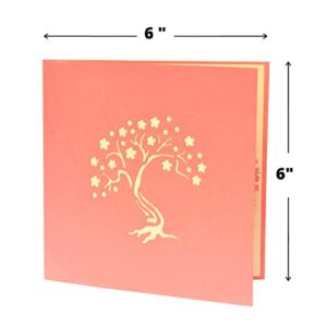 CUTE POPUP - Happy Anniversary Pop Up Card, Romantic Love Cherry Blossom Card, Valentines Day Pop Up Card Thinking of You for Couple, Wife, Girlfriend - Handmade Present on any Occasion 6'' x 6''