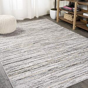 jonathan y sor200a-5 loom modern strie' indoor area-rug solid striped casual transitional easy-cleaning bedroom kitchen living room non shedding, 5 ft x 8 ft, gray/black