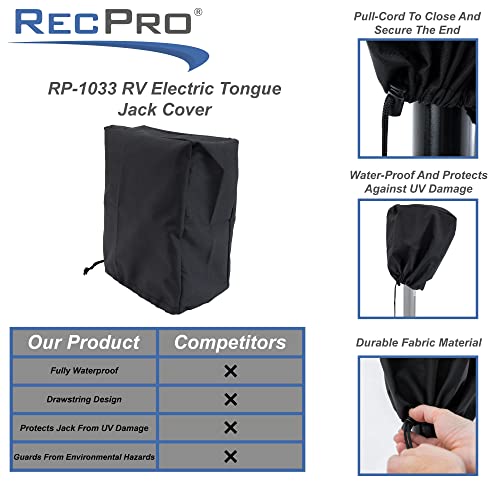 RecPro RV Electric Tongue Jack Cover | Universal Protective Cover for Electric Jacks