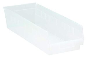 quantum storage k-qsb104cl-10 10-pack plastic shelf bin storage containers, 17-7/8" x 6-5/8" x 4", clear