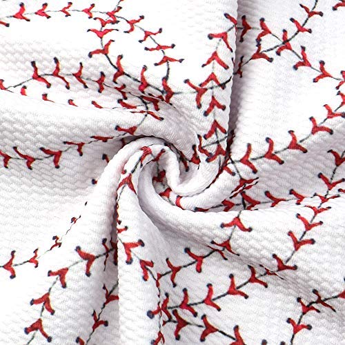 David Angie Baseball Printed Bullet Textured Liverpool Fabric 4 Way Stretch Spandex Knit Fabric by The Yard for Head Wrap Accessories (Baseball)