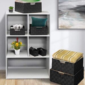 Sorbus Storage Box Woven Basket Bin Container Tote Cube Organizer Set Stackable Storage Basket Woven Strap Shelf Organizer Built-In Carry Handles (7 Piece - Black)