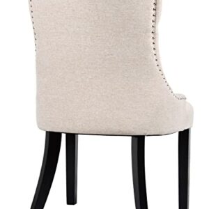 asunflower Tufted Fabric Kitchen Dining Chairs for Dining Room Modern Upholstered Dining Chairs Set of 4 with Wooden Legs, Cream