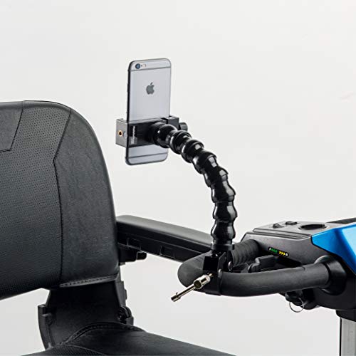 ModularHose Assistive Technology Phone Holder with Compact"Mini" Clamp, Mounts to Round Tubes up to 1.5" Diameter, 24 Inch Arm