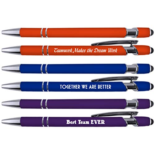 Greeting Pen Team Building and Employee Appreciation Pen Sets with Soft Touch Coated Metal and Stylus 6 pack 36094