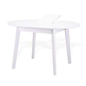 Extendable Round Dining Room Table Modern Solid Wood, White Color