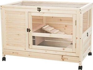 trixie natura x-small indoor rabbit hutch, pet house for rabbits and guinea pigs, bunny cage on wheels, pull out tray