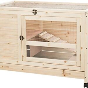 TRIXIE Natura X-Small Indoor Rabbit Hutch, Pet House for Rabbits and Guinea Pigs, Bunny Cage on Wheels, Pull Out Tray