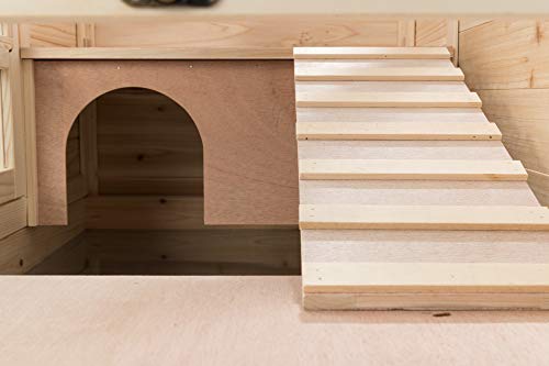 TRIXIE Natura X-Small Indoor Rabbit Hutch, Pet House for Rabbits and Guinea Pigs, Bunny Cage on Wheels, Pull Out Tray