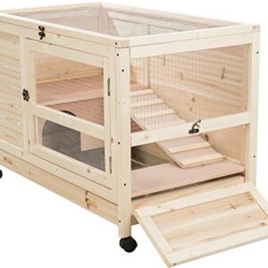 TRIXIE Natura X-Small Indoor Rabbit Hutch, Pet House for Rabbits and Guinea Pigs, Bunny Cage on Wheels, Pull Out Tray