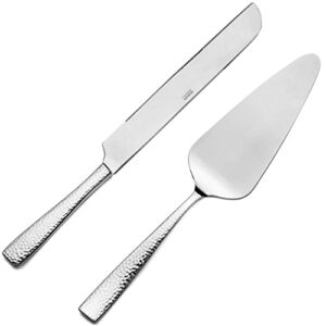 hudson essentials hammered 18/10 stainless steel cake knife & cake server set