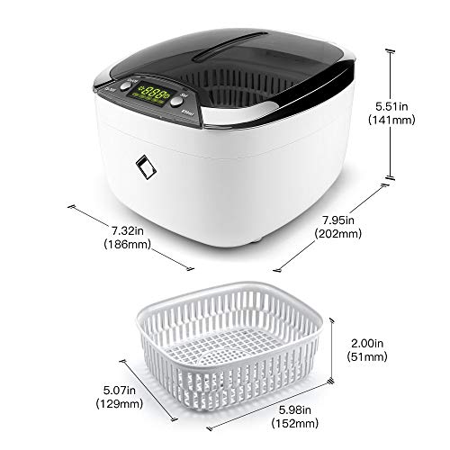 LifeBasis Ultrasonic Jewelry Cleaner Ultrasonic Cleaner Machine 850ml (28 Ounces) LCD Screen with 5 Digital Timer Watch Stand CD Holder for Jewelry CD DVD Watches Glasses Makeup Brush