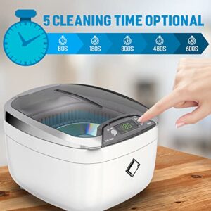 LifeBasis Ultrasonic Jewelry Cleaner Ultrasonic Cleaner Machine 850ml (28 Ounces) LCD Screen with 5 Digital Timer Watch Stand CD Holder for Jewelry CD DVD Watches Glasses Makeup Brush