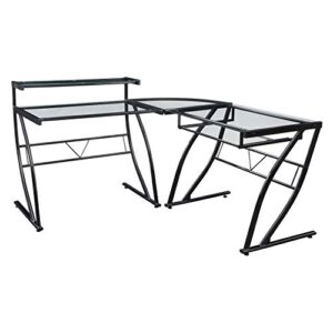 osp home furnishings constellation l shaped home office gaming editing desk, black